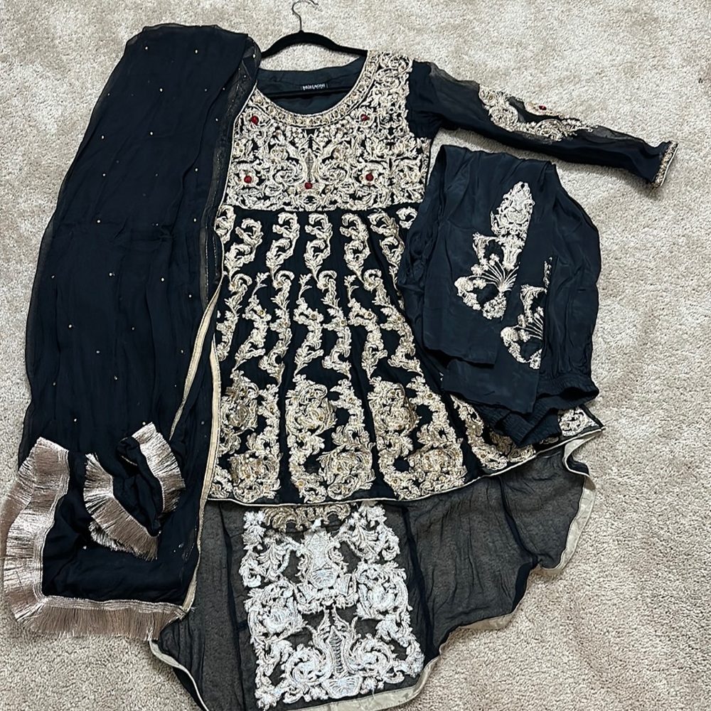 Black Frock With Heavy Embroidery - Gem